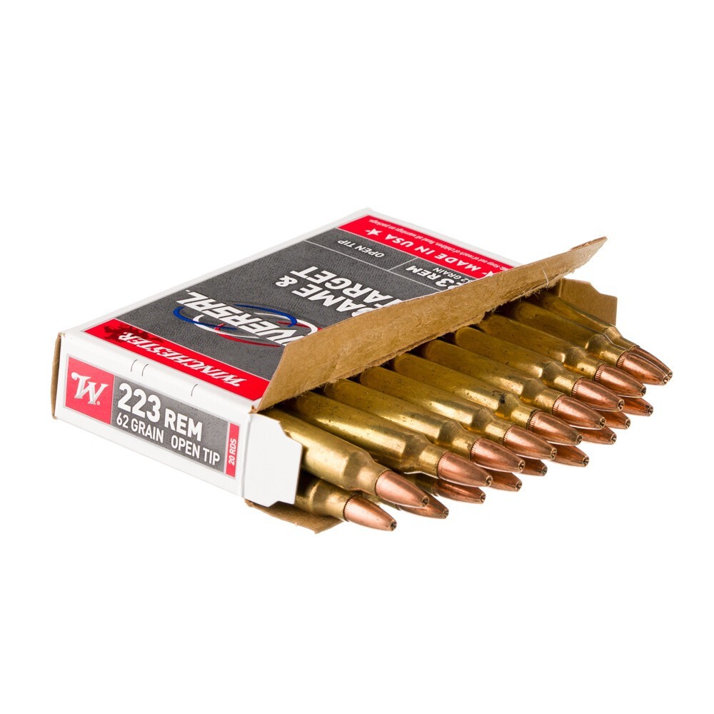 Winchester .223 Remington Ammunition 20 Rounds Open Tip 62 Grains