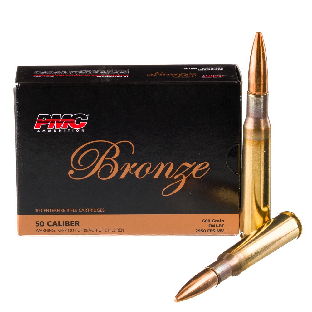 PMC Bronze .50 BMG FMJ Ammo - 200 Rds, 660 Grain