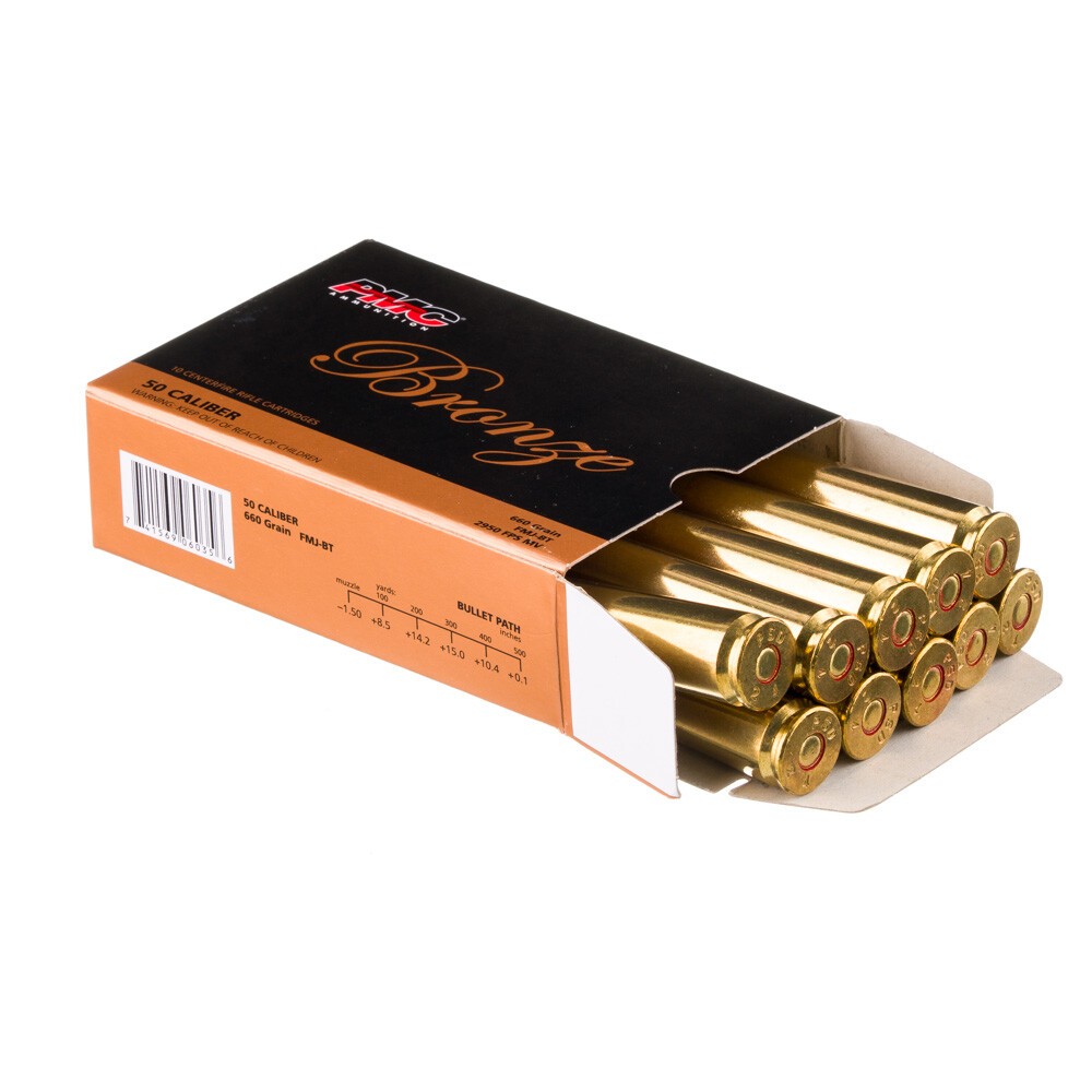 PMC Bronze .50 BMG FMJ Ammo - 200 Rds, 660 Grain