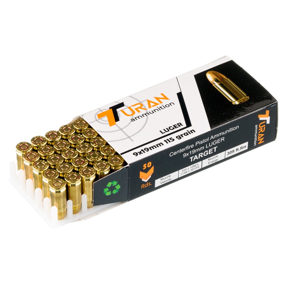 TURAN Ammo Range and Practice 9mm Luger 115 grain FMJ [FC-10860005843272]