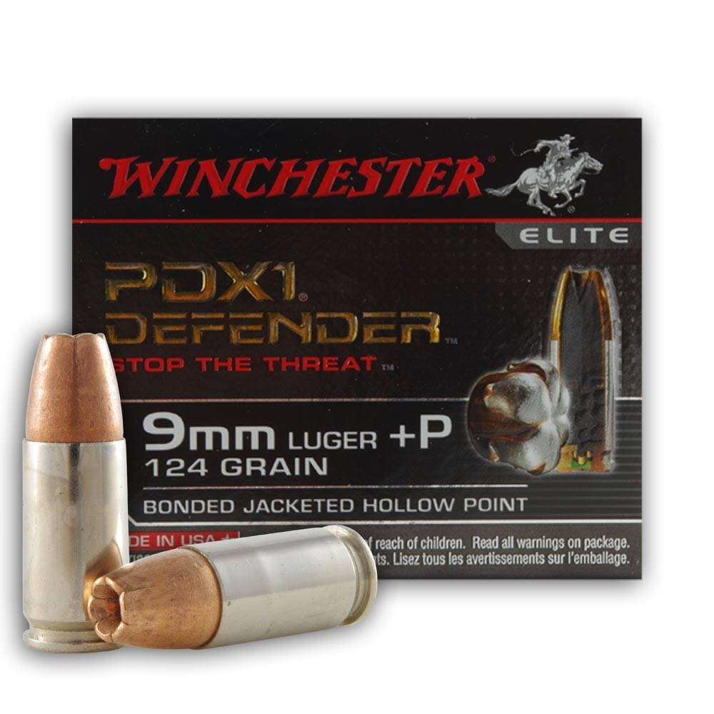 Winchester Defender 9mm +P Ammo 124gr Bonded JHP [FC-20892217812]