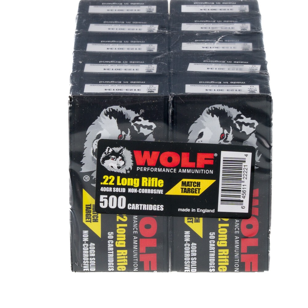 Wolf Match Target .22 LR 500 Rounds LRN 40gr [645611222214]