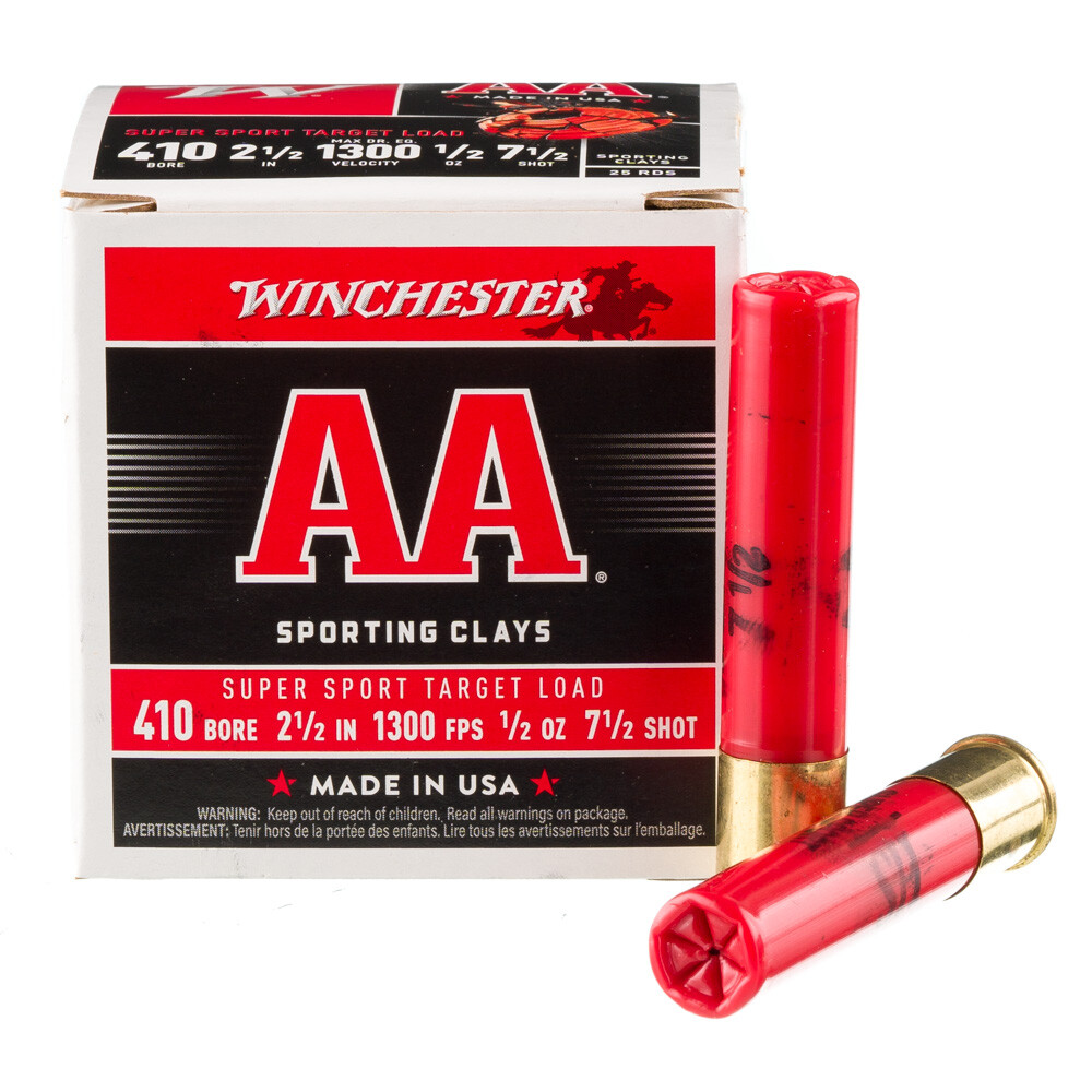 Winchester AA Super Sport .410 Bore Shotshell 25 Rounds 2.5" #7.5 Lead ...