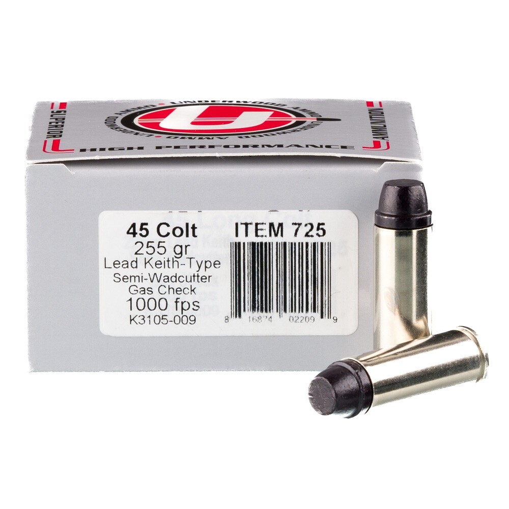 Underwood Ammo .45 Long Colt Ammunition 20 Rounds LSWC 255 Grain [FC ...