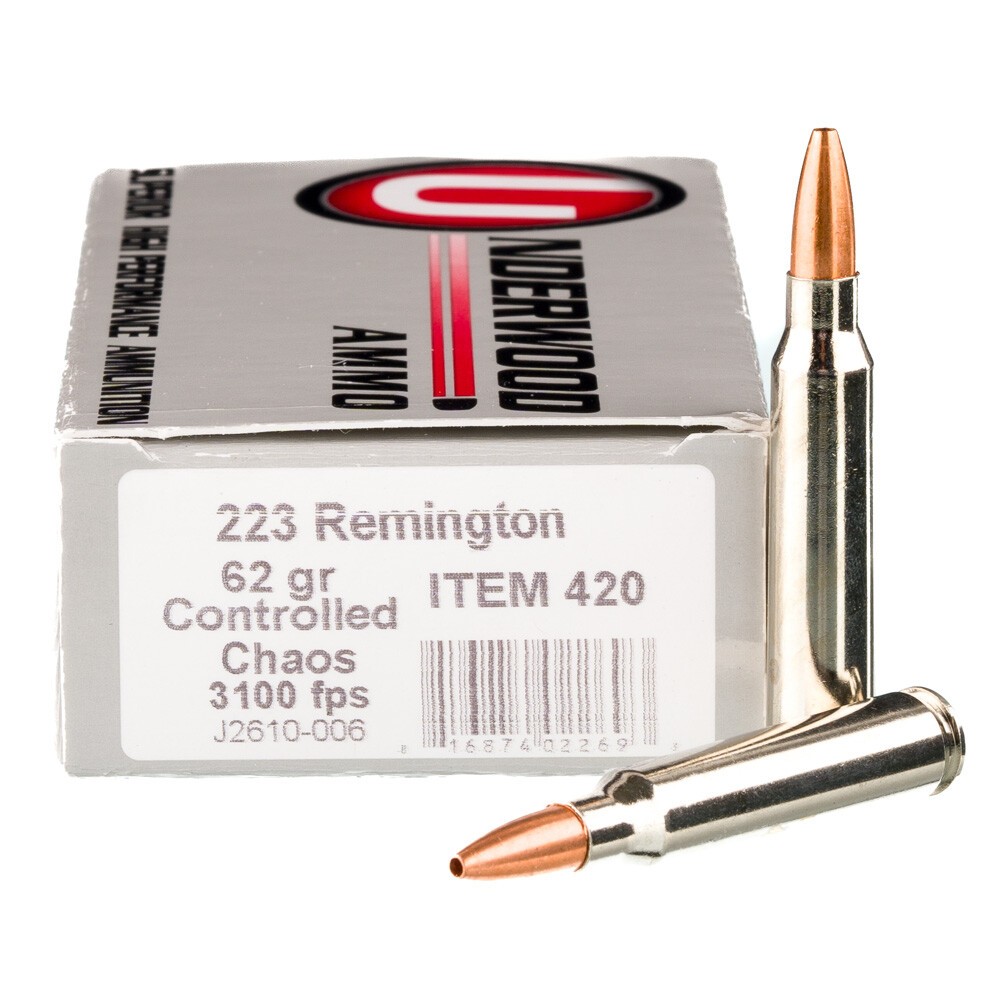 Underwood Controlled Chaos .223 Rem 62gr HP – 20 Rds [FC-816874022693]
