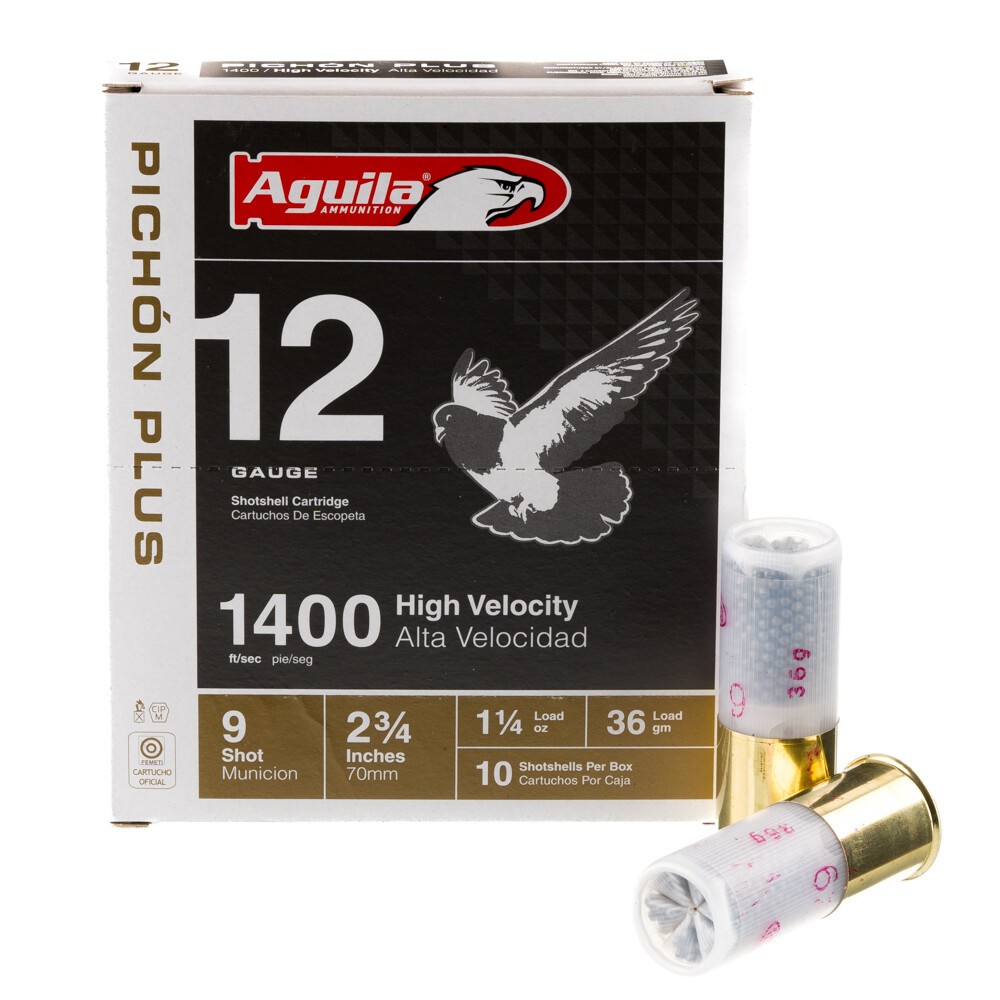 Aguila Pichón Plus 12 Ga – 2 ¾" 9 Shot, 1 ¼ oz Load [FC-640420002200]