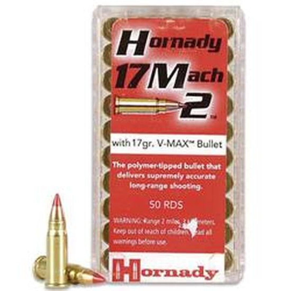 Hornady .17 Hornady Mach 2 Ammunition 50 Rounds V-MAX PT 17 Grain [FC ...