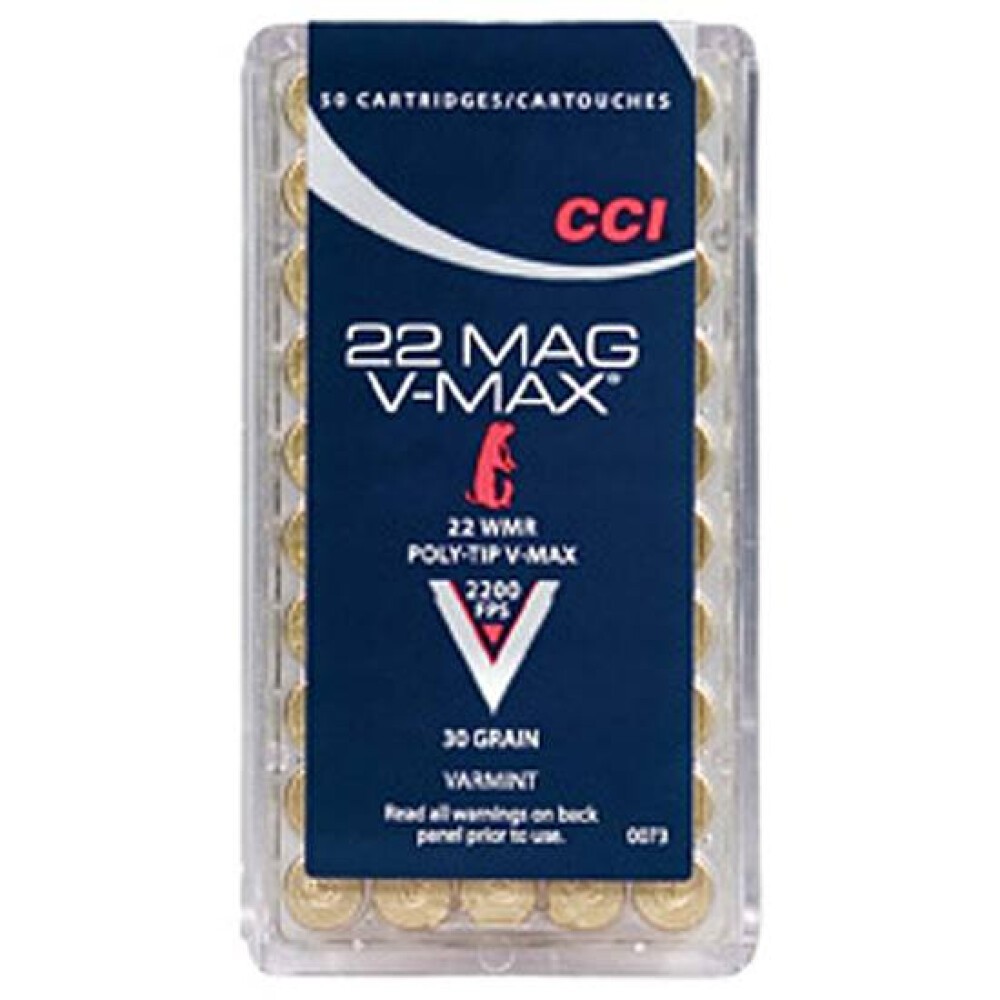 CCI Varmint .22 Magnum Ammunition 50 Rounds V-MAX 30 Grain [FC-76683000736]