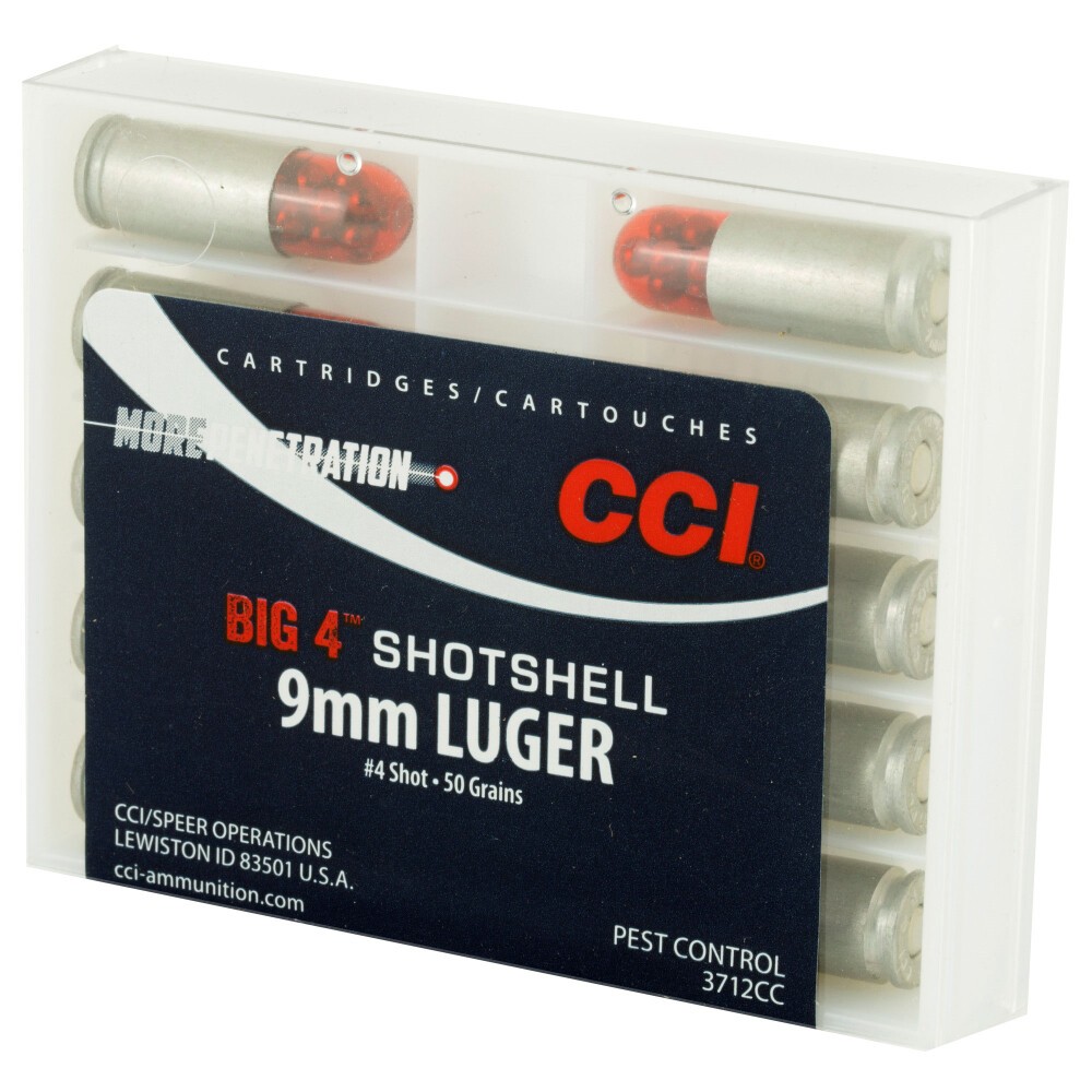 CCI Big 4 Shotshell 9mm Luger Ammunition 10 Rounds #4 Lead Shot 3712CC ...