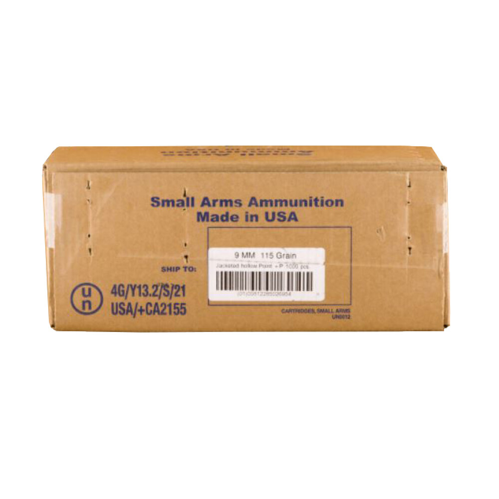 Armscor USA 9mm Luger +P Ammo 115 Grain JHP 1000 Rounds