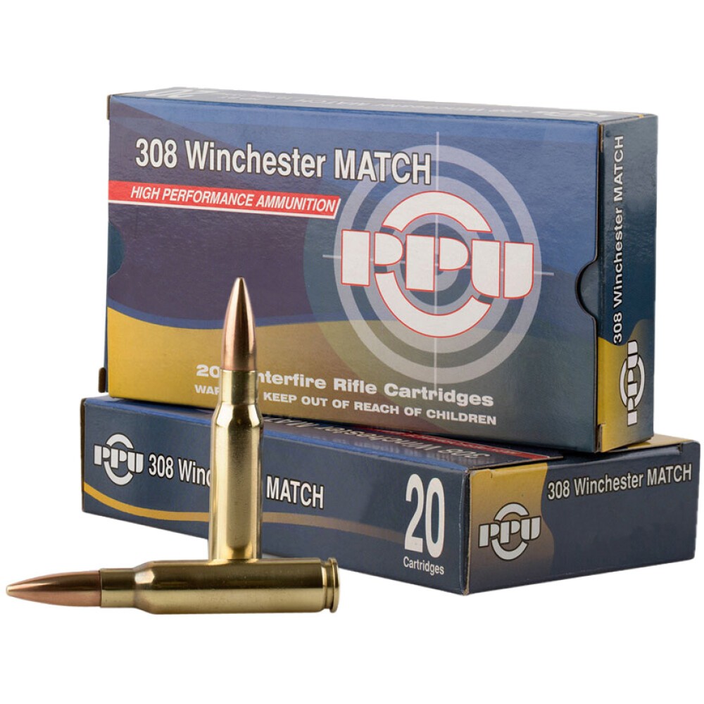 Prvi Partizan Match .308 Winchester Ammunition 20 Rounds HPBT 168 Grain ...