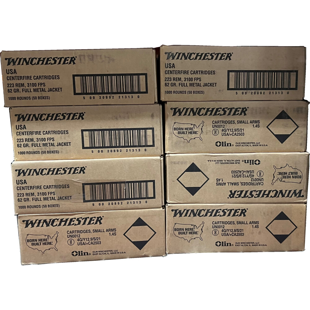 Winchester USA .223 Remington Ammunition 62 Grain FMJ 1000 Rounds [FC ...