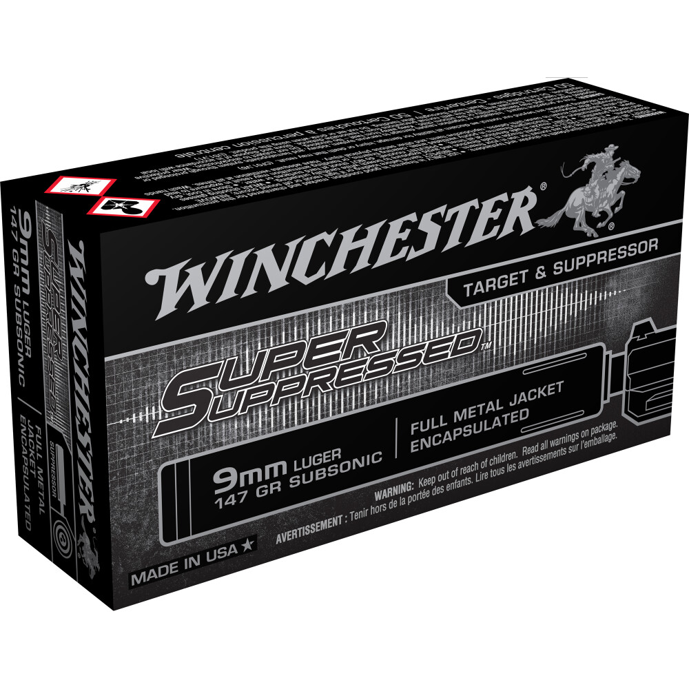 Winchester 9mm Luger Ammunition 500 Rounds Super Suppressed FMJE 147 ...