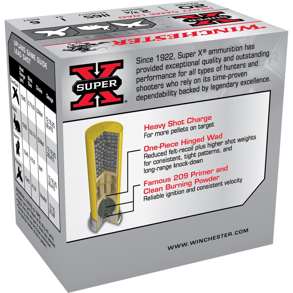 Winchester Super-X Heavy Game Load Shot Shells 250 Rounds 20 Gauge 2-3/ ...