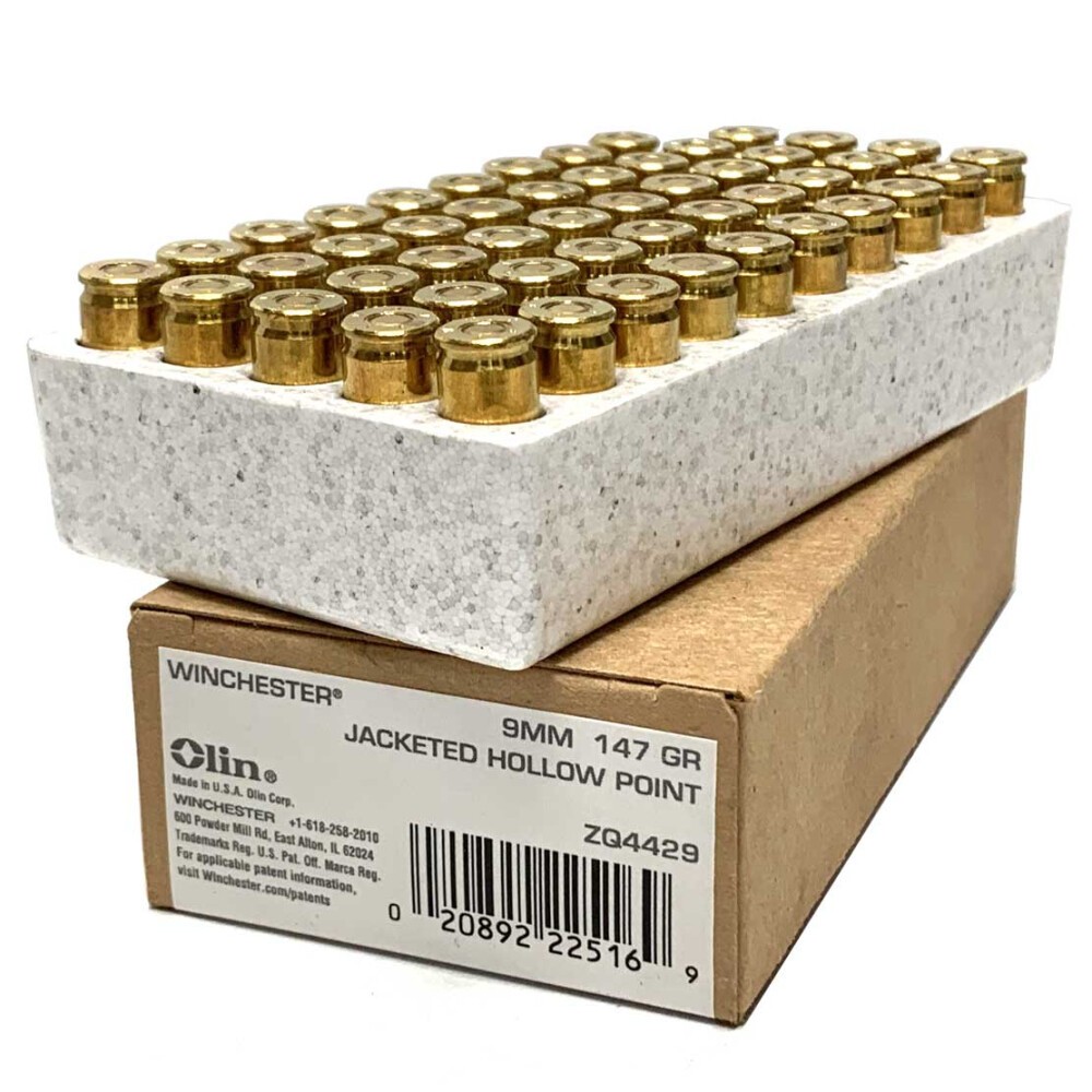 Winchester Law Enforcement 9mm 147 Grain, Jacketed Hollow Point ...