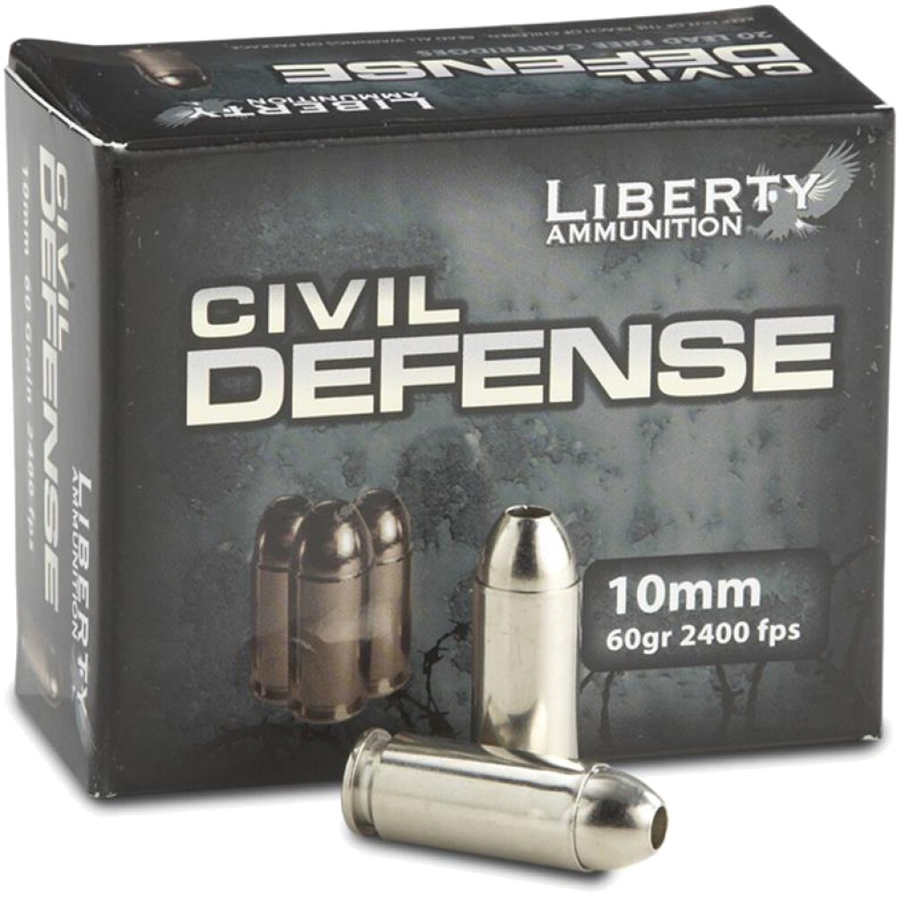 Liberty Civil Defense 10mm Auto Ammunition 20 Rounds Copper Fragmenting ...