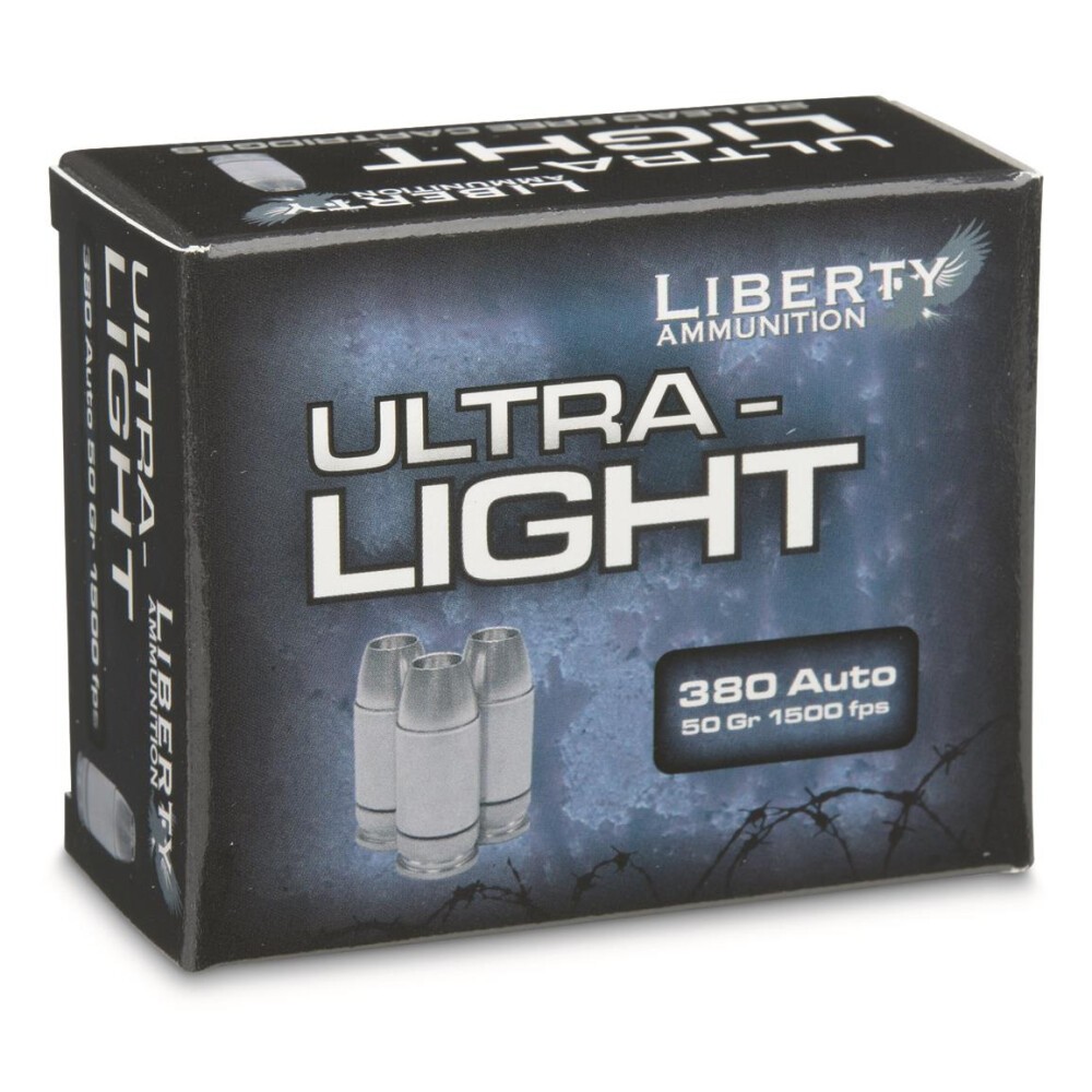 Liberty Ultra-Light .380 ACP Ammunition 20 Rounds Copper HP 50 Grain ...