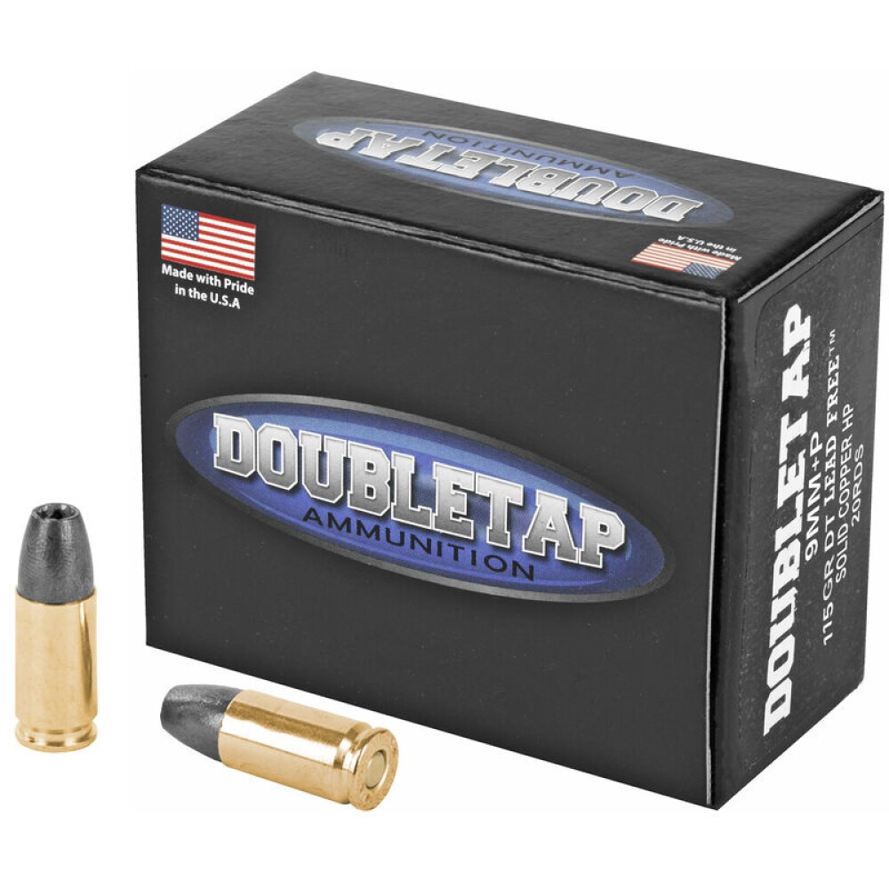 DoubleTap 9mm Luger +P Ammunition 115 Grain Lead Free Solid Copper ...