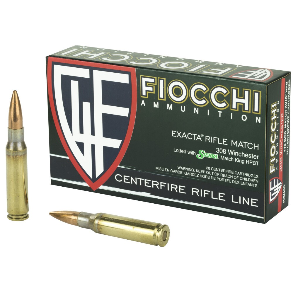 Fiocchi Exacta Match .308 Win Ammo 175 Grain Sierra MatchKing BTHP 20 ...