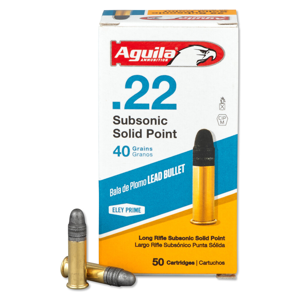 Aguila Subsonic .22 Long Rifle Ammunition 1000 Rounds 40 Grain Lead ...
