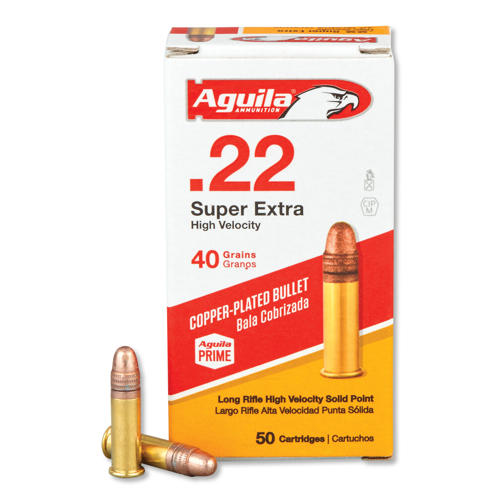 Aguila Super Extra HV .22 Long Rifle Ammunition 2000 Rounds 40 Grain Copper Plated Solid Point ...