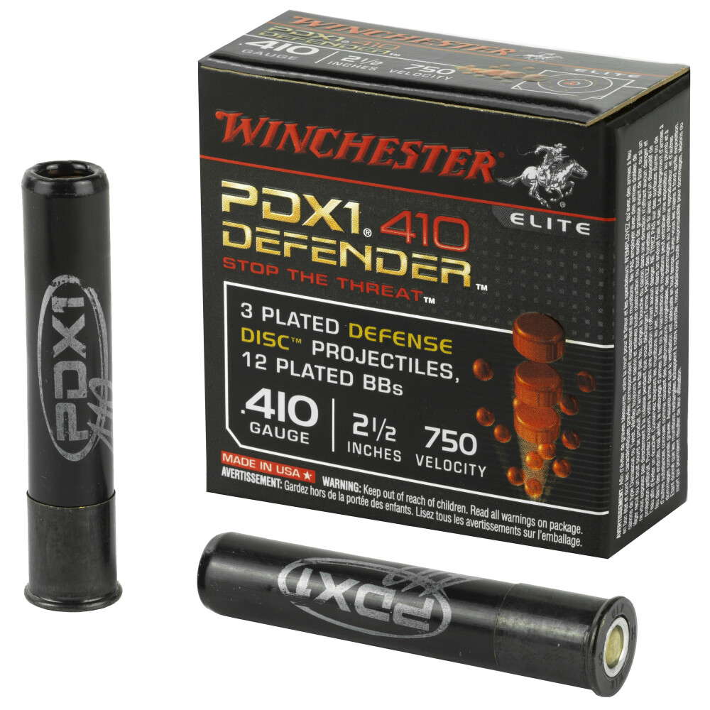 Winchester PDX1 Defender .410 Ammunition 100 Rounds 2-1/2" Plated Disc/BB