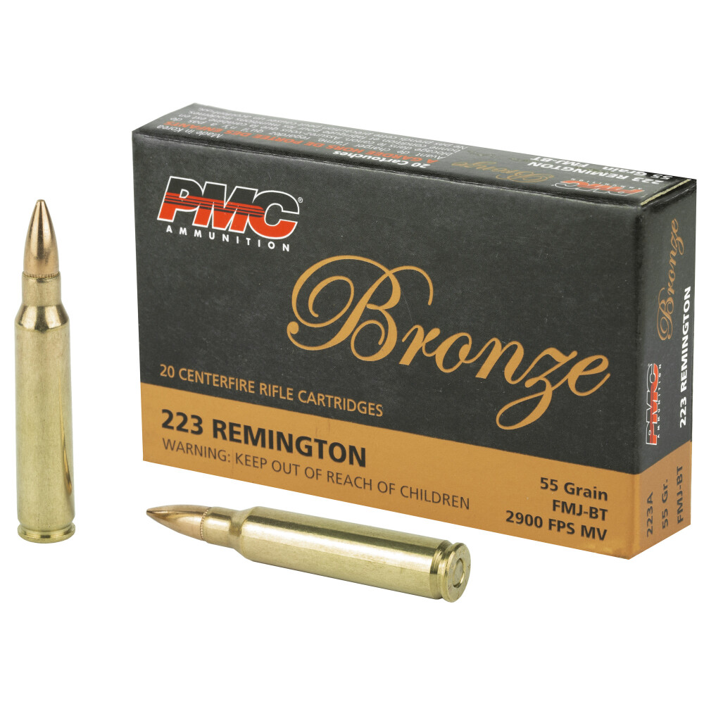 PMC Bronze .223 Rem Ammo - 55 Grain FMJBT, 20 Rounds [FC-741569060080]