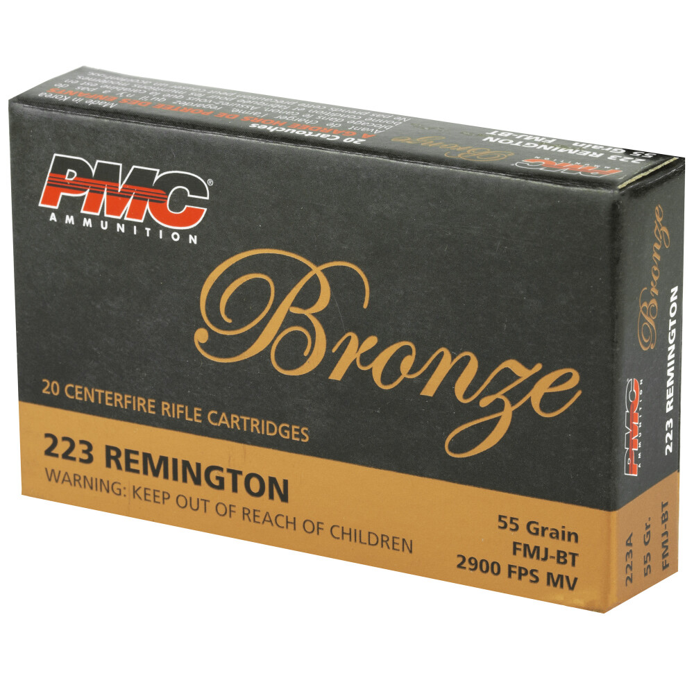 PMC Bronze .223 Rem Ammo - 55 Grain FMJBT, 20 Rounds [FC-741569060080]
