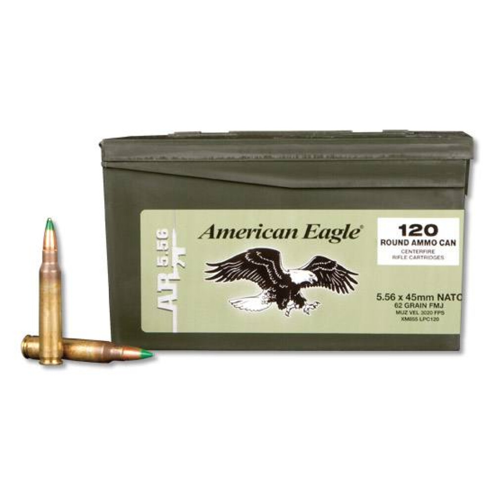 Federal American Eagle 5.56 NATO Ammunition XM855 FMJ 62 Grains [FC ...