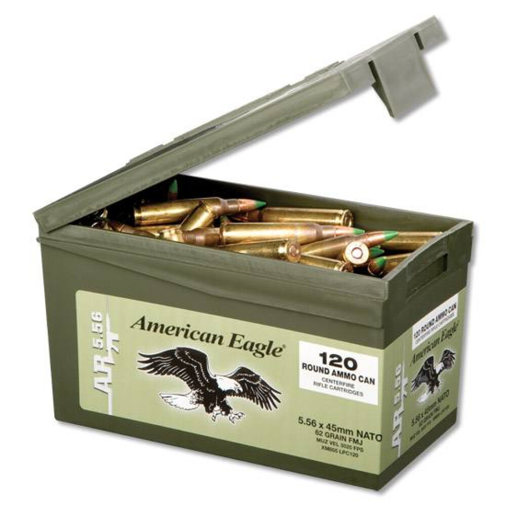 Federal American Eagle 5.56 NATO Ammunition XM855 FMJ 62 Grains [FC ...
