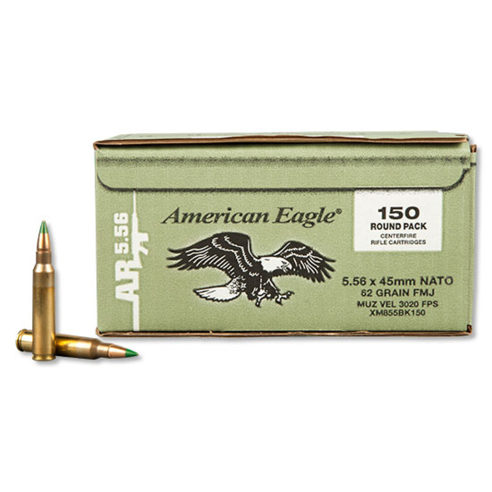 Federal American Eagle 5.56 NATO Ammunition XM855 FMJ 62 Grains 150 Rounds [FC-29465065164]
