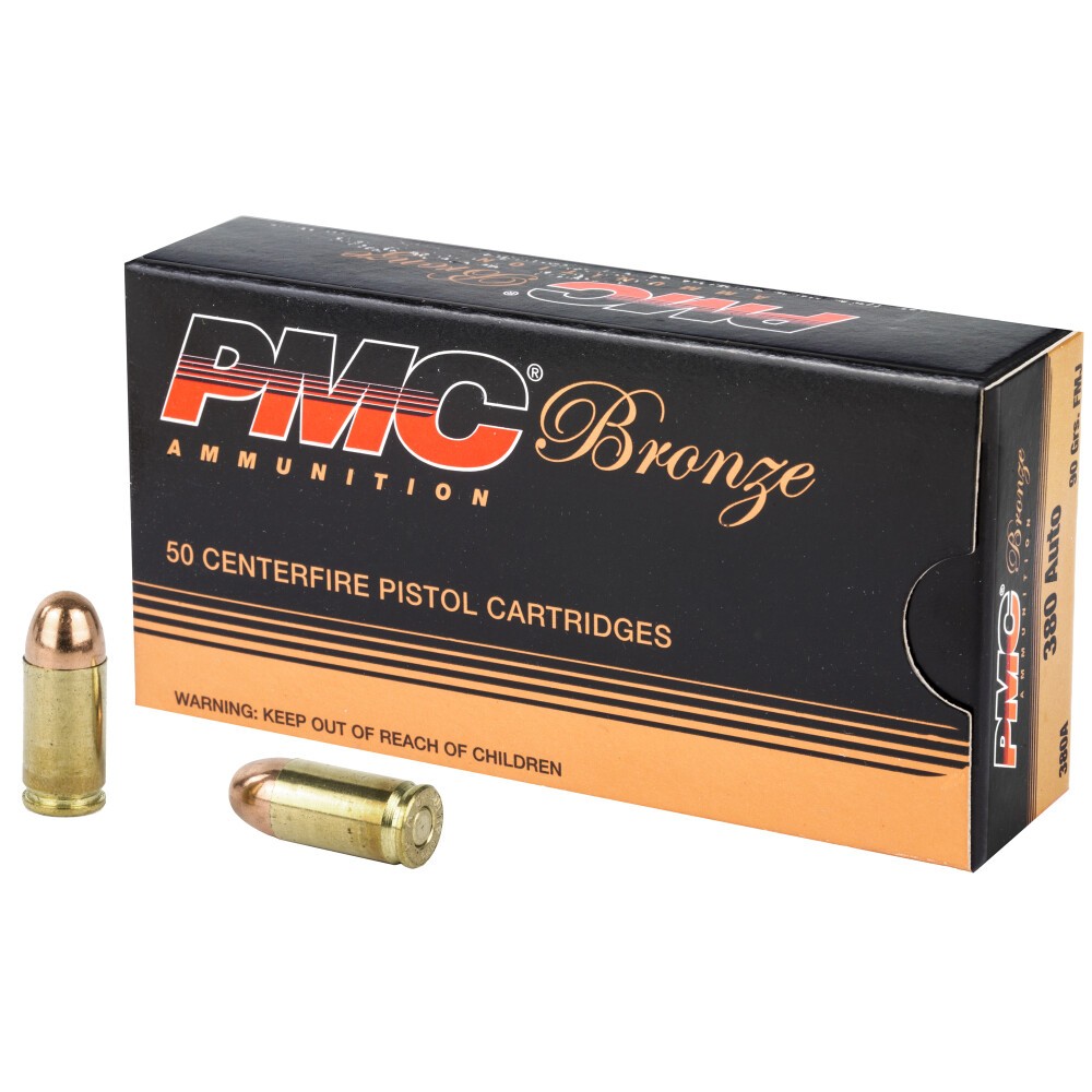 PMC Bronze .380 ACP Ammunition 90 Grain FMJ 961 fps [FC-741569070096]