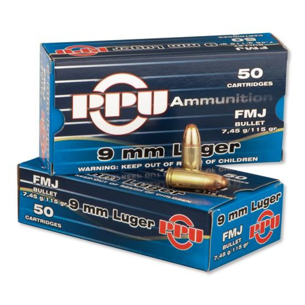Prvi Partizan PPU 9mm Luger Ammunition 50 Rounds 115 Grain Full Metal ...