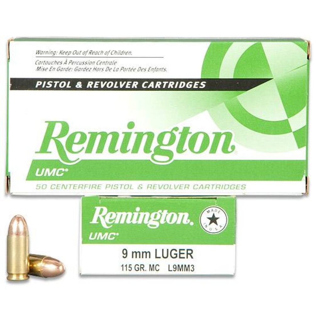 Remington UMC 9mm Ammo 50rds 115gr FMJ 1145fps [FC-47700069807]
