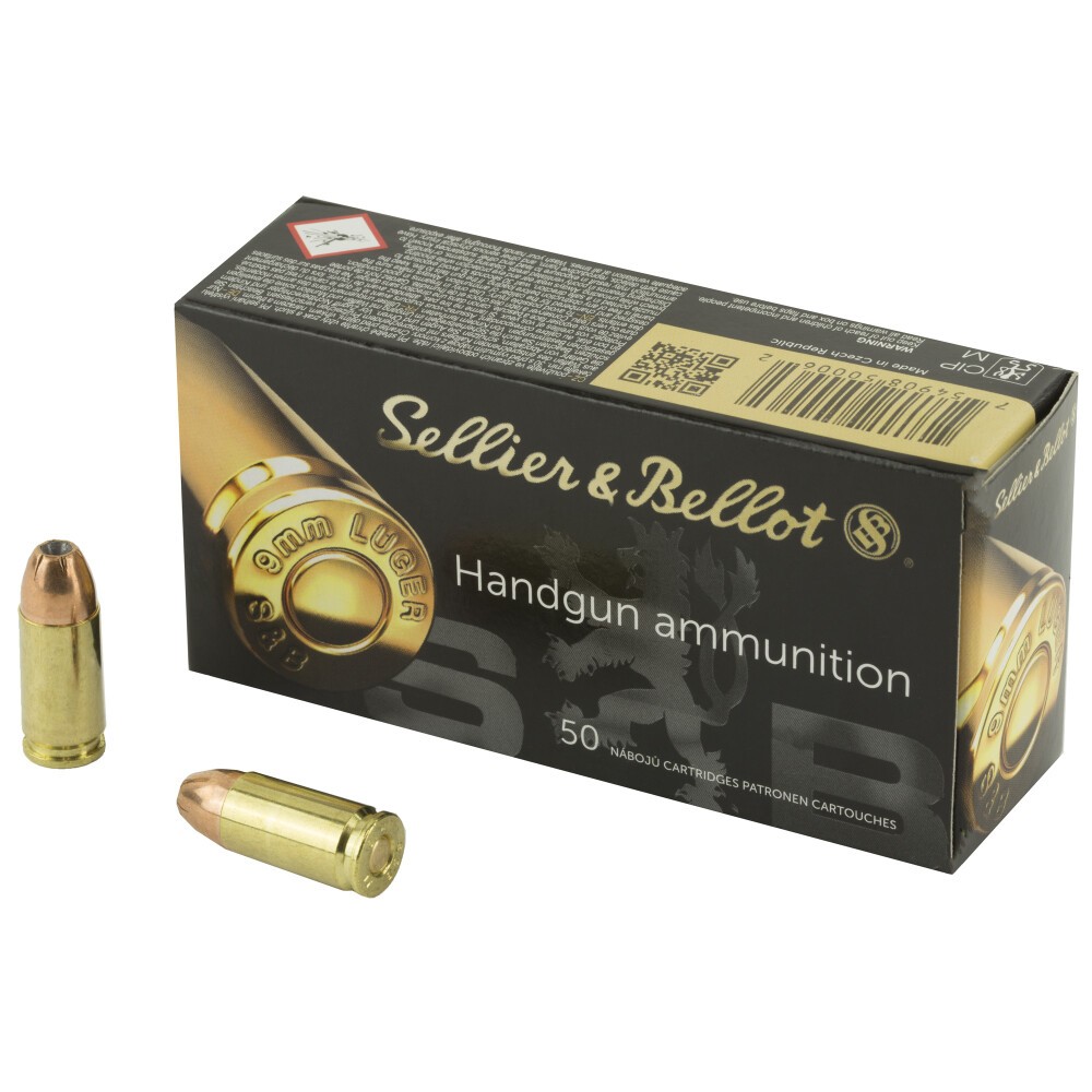 Sellier & Bellot 9mm JHP Ammo | 115 Grain Defense Rounds