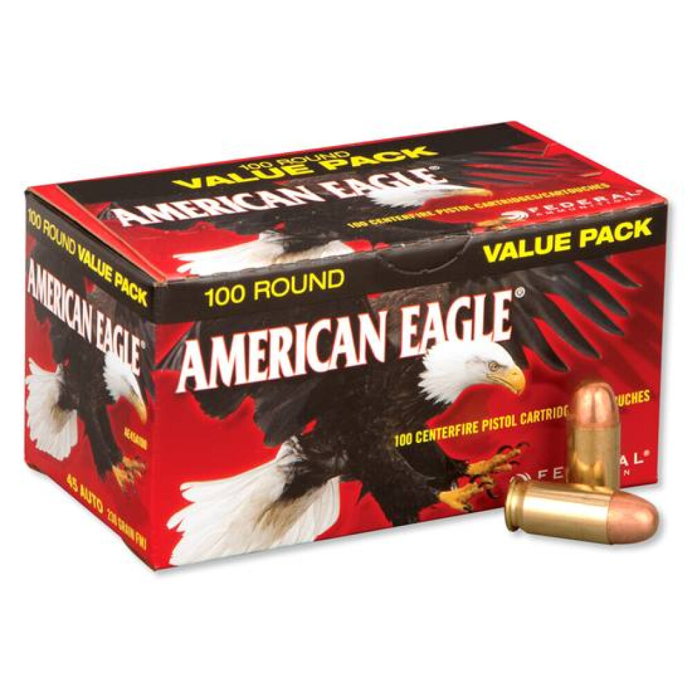 Federal American Eagle .45 ACP Ammunition 100 Rounds FMJ 230 Grain [FC ...
