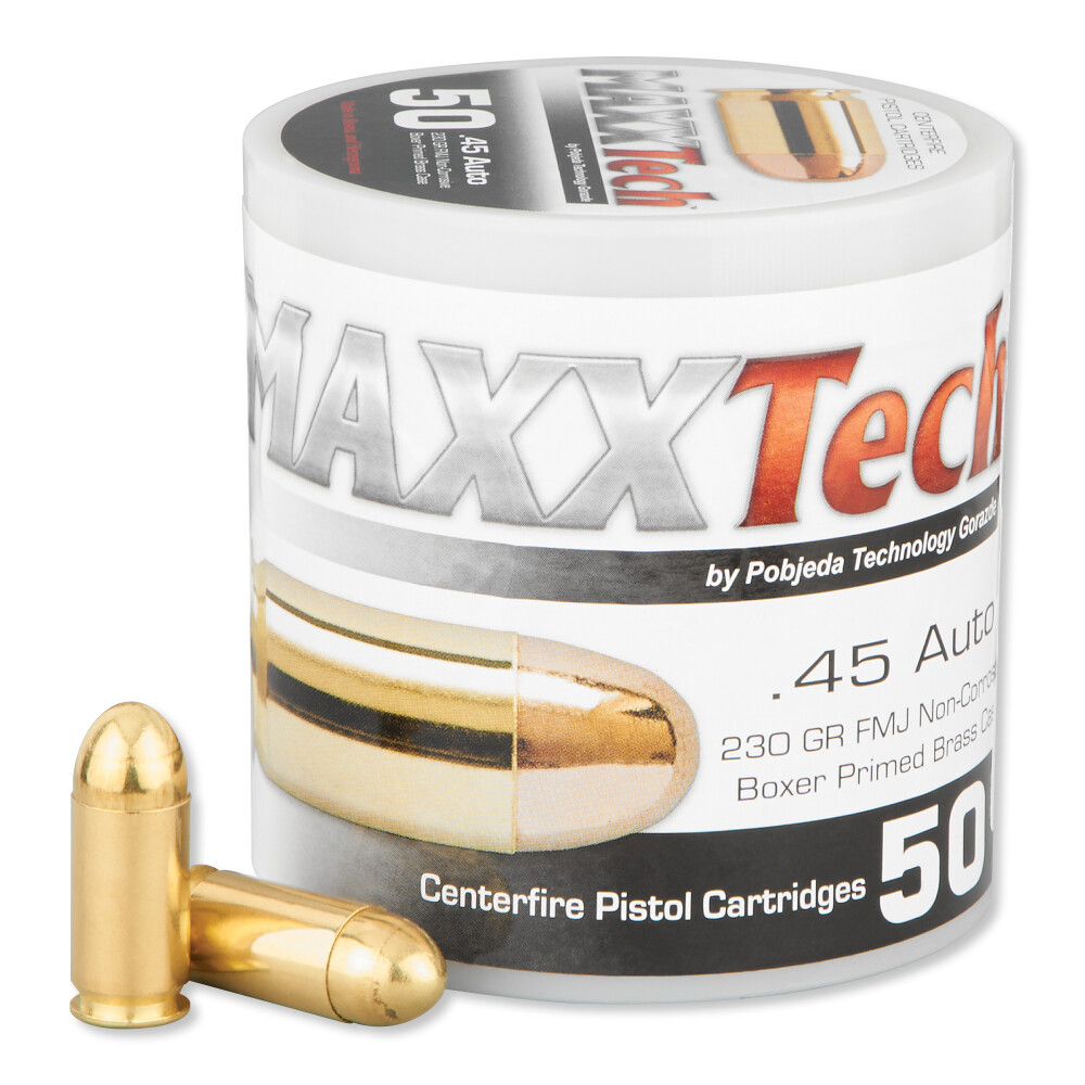 MAXXTech .45 ACP Ammunition 50 Rounds FMJ 230 Grains PTGB45 [FC ...