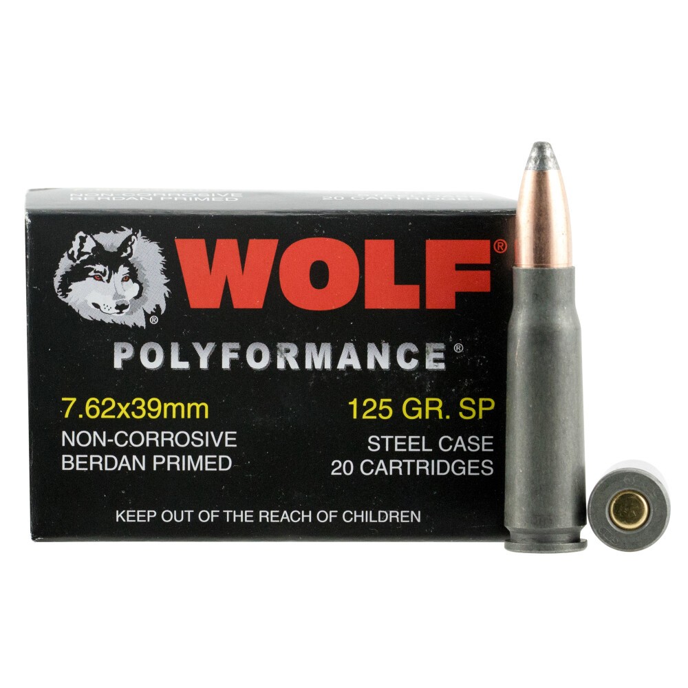 Wolf Polyformance 7.62x39mm Ammunition 125 Grain Bi-Metal Jacketed SP ...