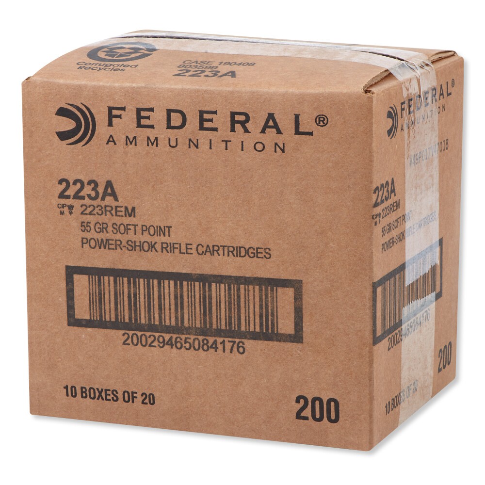 Federal Power-Shok .223 Remington Ammunition 55 Grain JSP 3240 fps [FC ...