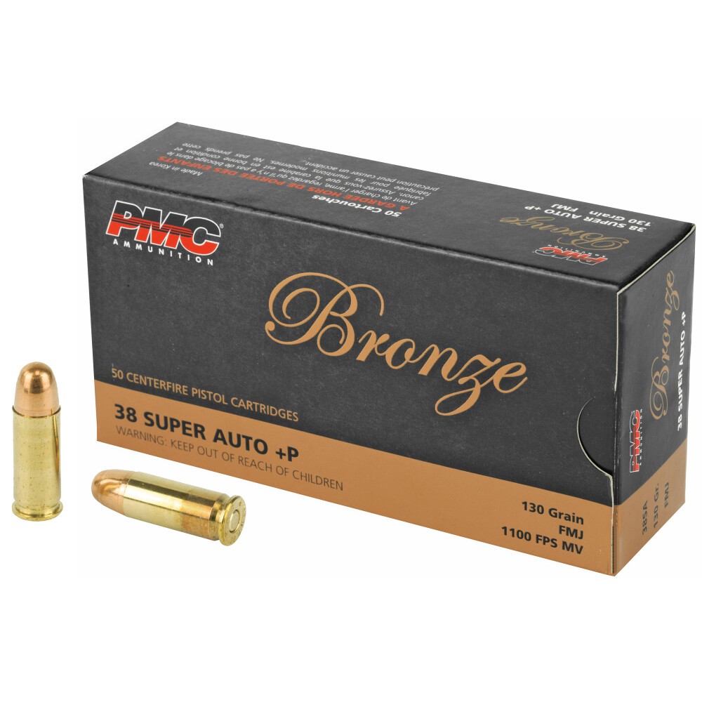 PMC Bronze .38 Super Auto+P Ammunition 50 Rounds 130 Grain FMJ