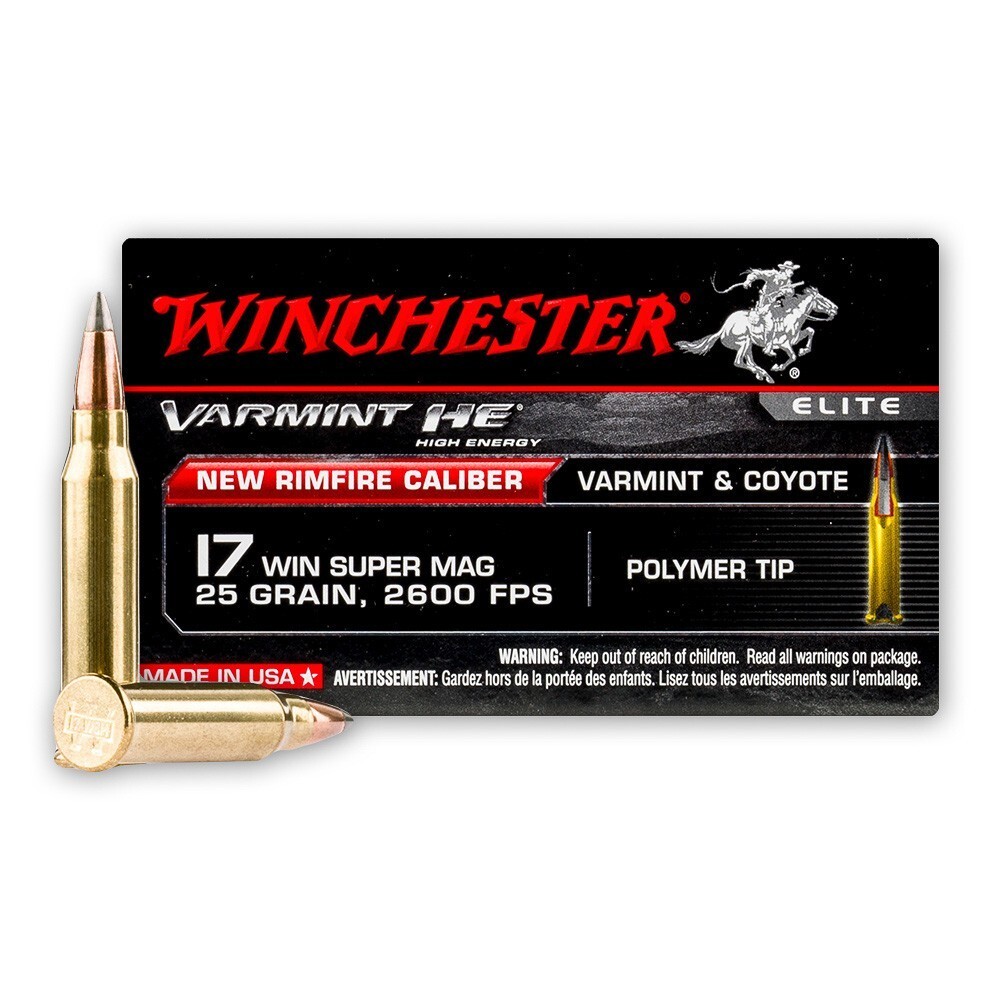 Winchester Varmint HE .17 WSM Ammunition 25 Grain Polymer Tip 2600 fps ...