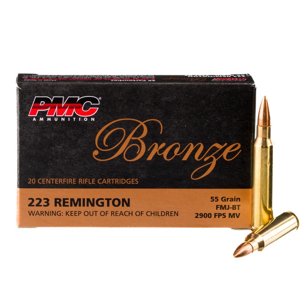 PMC Bronze .223 Rem Ammo - 55 Grain FMJBT, 20 Rounds [FC-741569060080]
