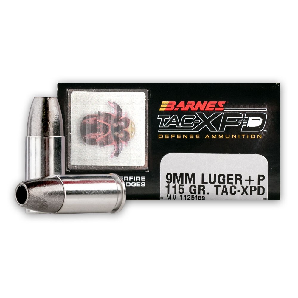 Barnes 9mm +P Ammunition 20 Rounds TAC-XPD HP 115 Grain [FC-716876135110]