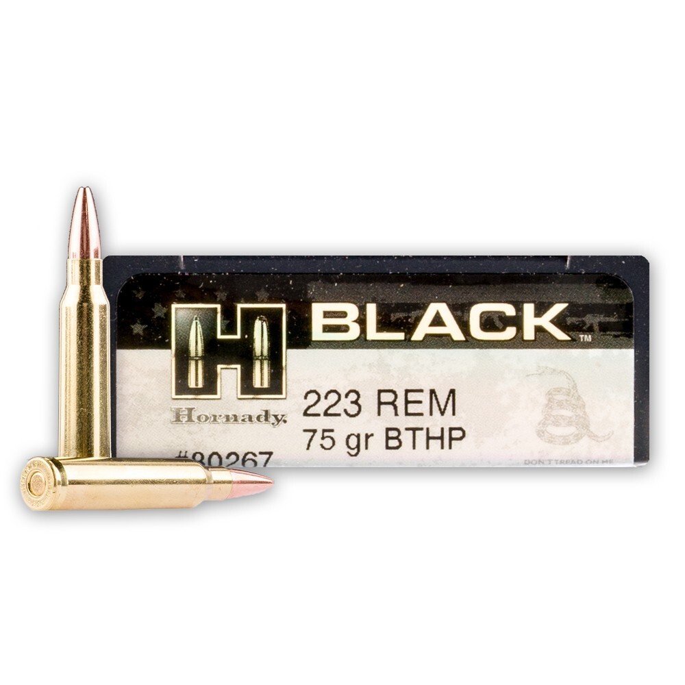 Hornady BLACK .223 Rem Ammunition 200 Rounds BTHP Match 75 Grains