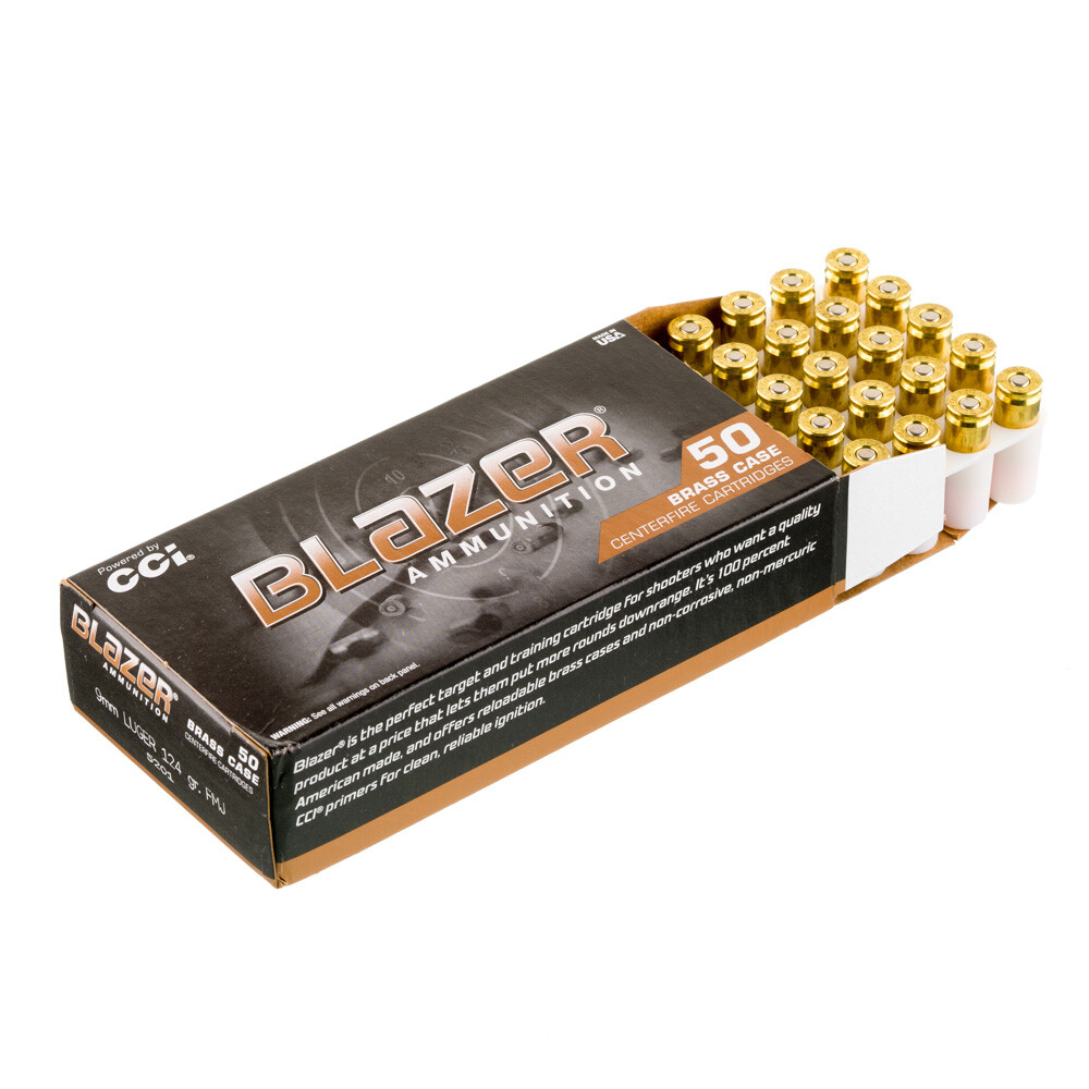 Blazer Brass 9mm 124 Grain FMJ Ammo 1000 Rounds [FC-10076683052015]