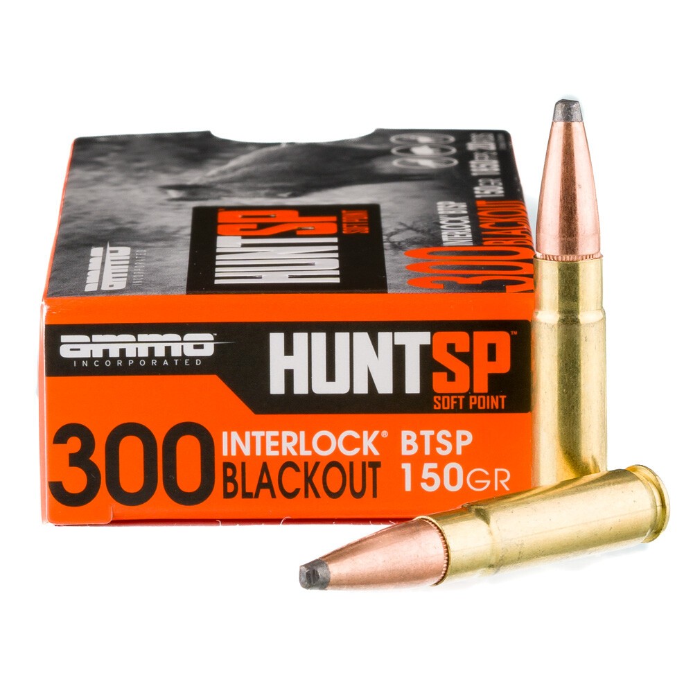 Ammo Inc Hunt .300 AAC Blackout Ammo 20 Rounds InterLock BTSP 150 Grain