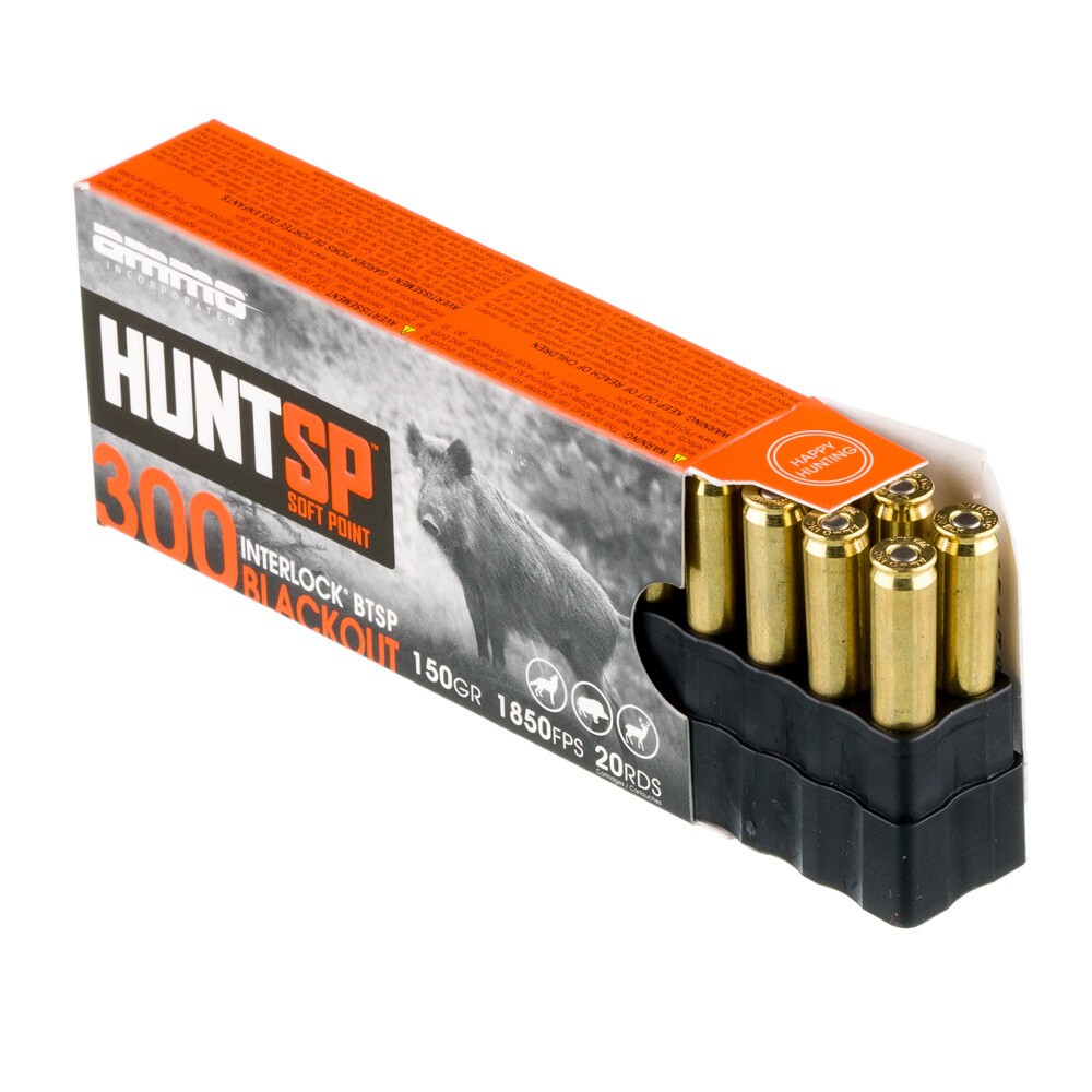 Ammo Inc Hunt .300 AAC Blackout Ammo 20 Rounds InterLock BTSP 150 Grain