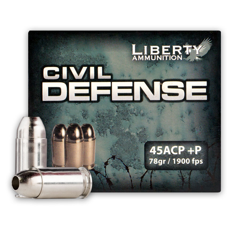Liberty Civil Defense .45 ACP +P Ammunition 20 Rounds Copper ...